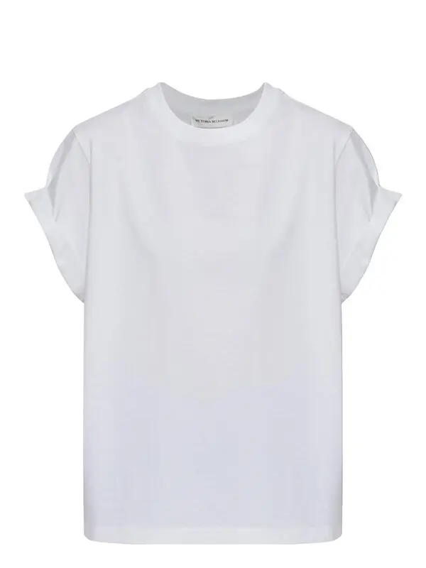 Victoria Beckham T-shirt With Rolled-up Sleeves - White