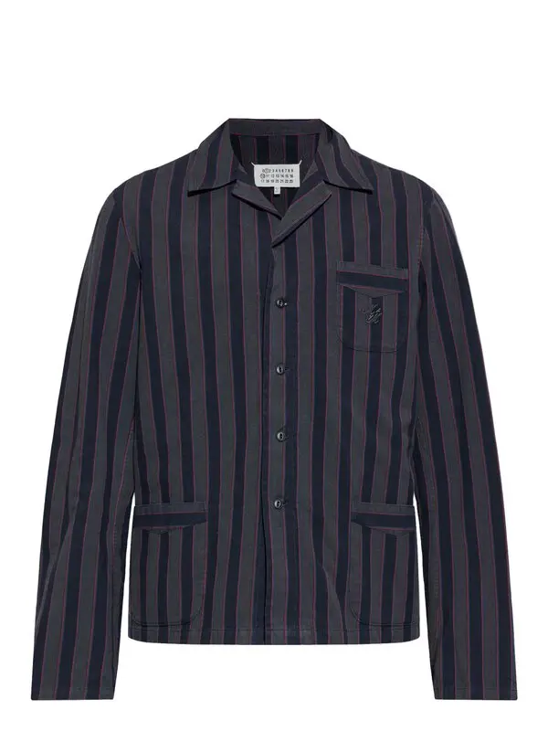 MAISON MARGIELA Shirt With Striped Pattern - Navy Blue