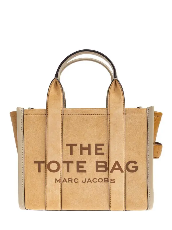 Marc Jacobs Suede Tote Bag With Logo - Brown