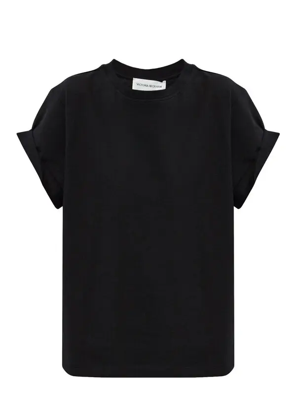 Victoria Beckham T-shirt With Rolled Sleeves - Black