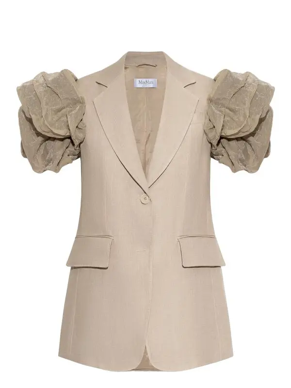 Max Mara Linen Waistcoat With Tulle Sleeves - Beige