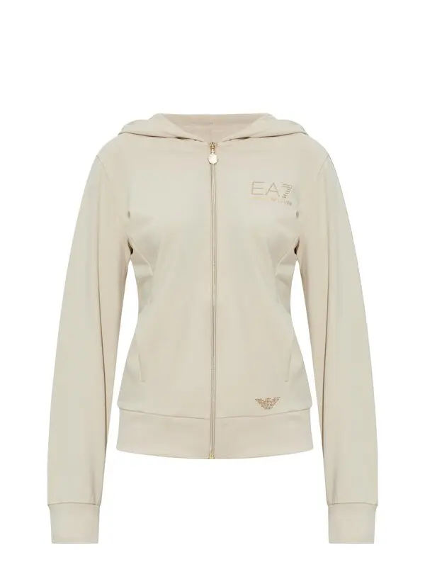 EA7 Zip-up Sweatshirt With Logo - Beige