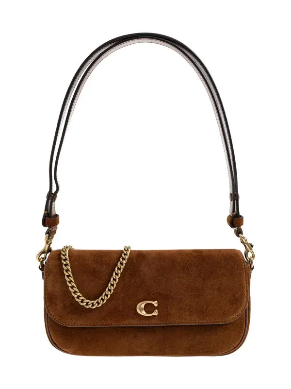 COACH Shoulder Bag With Metal Chain - Brown