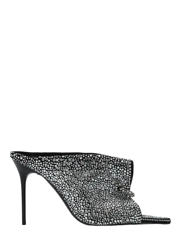 Balmain Heeled Mules With Shimmering Crystals - Silver