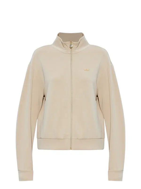 EA7 Zip-up Sweatshirt With Logo - Beige