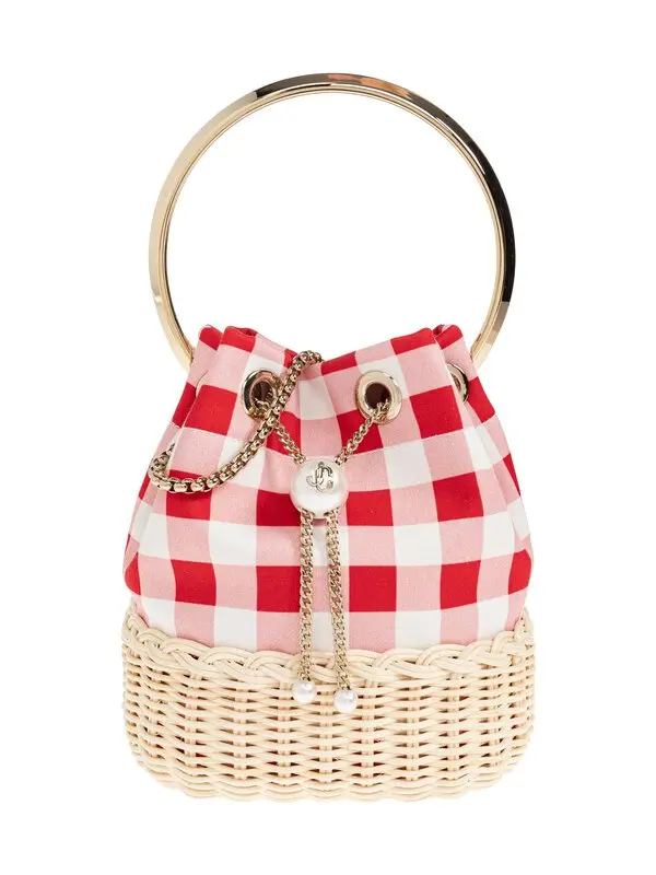 JIMMY CHOO Bon Bon” Handheld Bucket Bag - Red