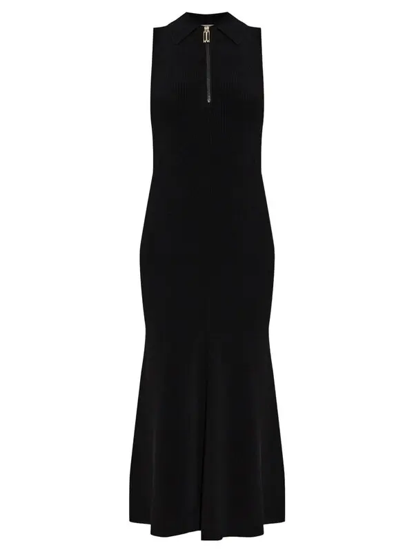 Victoria Beckham Ribbed Sleeveless Midi Dress - Black