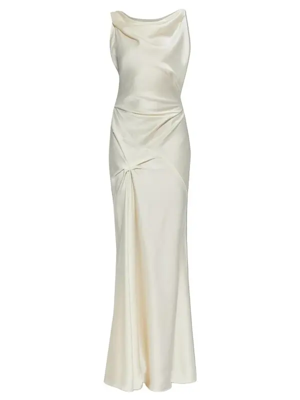 Victoria Beckham Satin Draped Dress - White