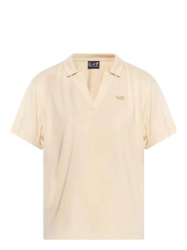 EA7 Polo Shirt With Logo Appliqu - Beige