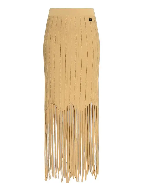 Balmain Skirt With Decorative Weave - Beige