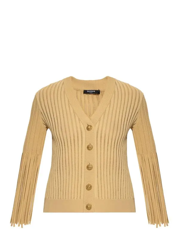 Balmain V-neck Knit Cardigan - Beige
