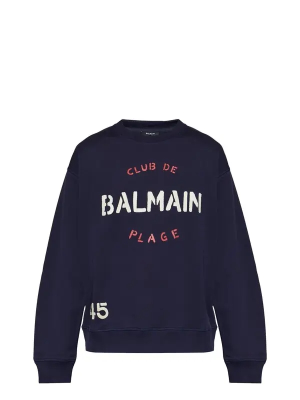 Balmain Sweatshirt With Printed Logo - Navy Blue