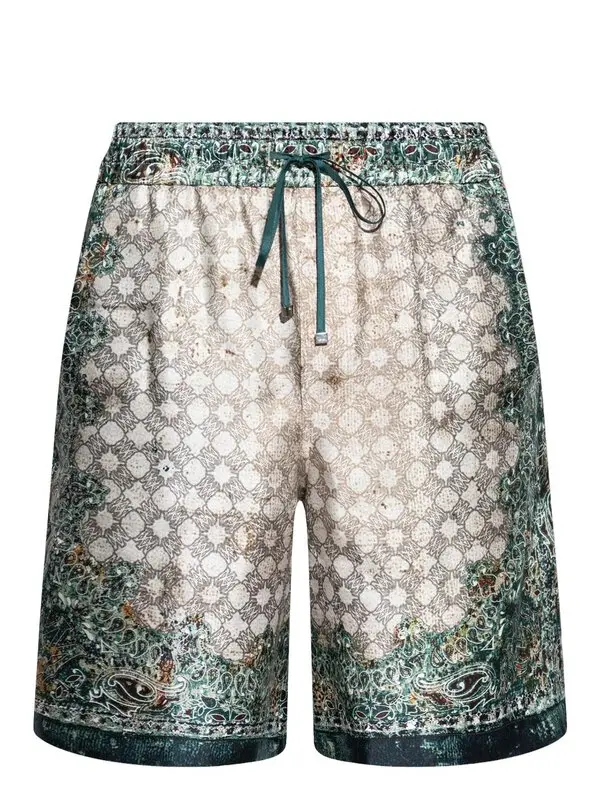 Amiri Silk Straight Leg Shorts - Green