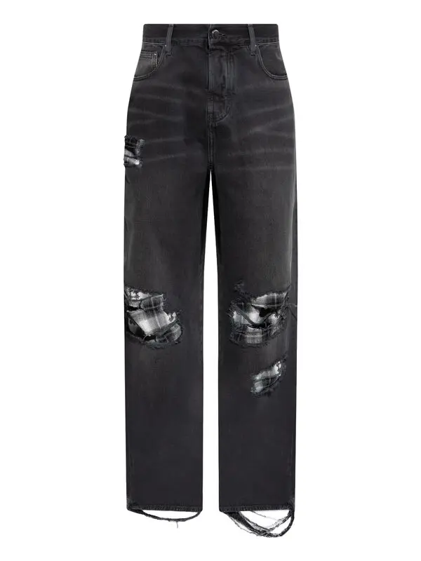 Amiri Distressed Wide Leg Jeans - Black