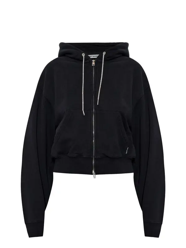 Alexander Wang Hooded Zip-up Sweatshirt - Black
