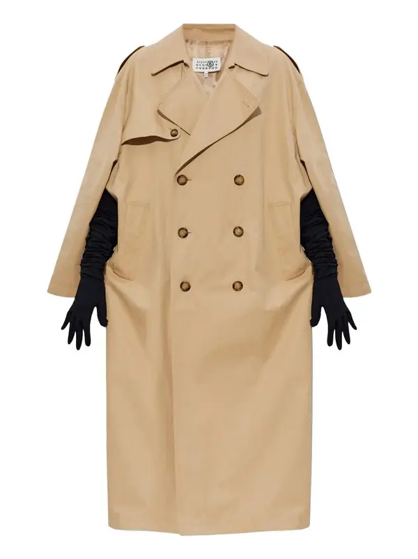 MAISON MARGIELA Trench Coat With Decorative Tie - Beige