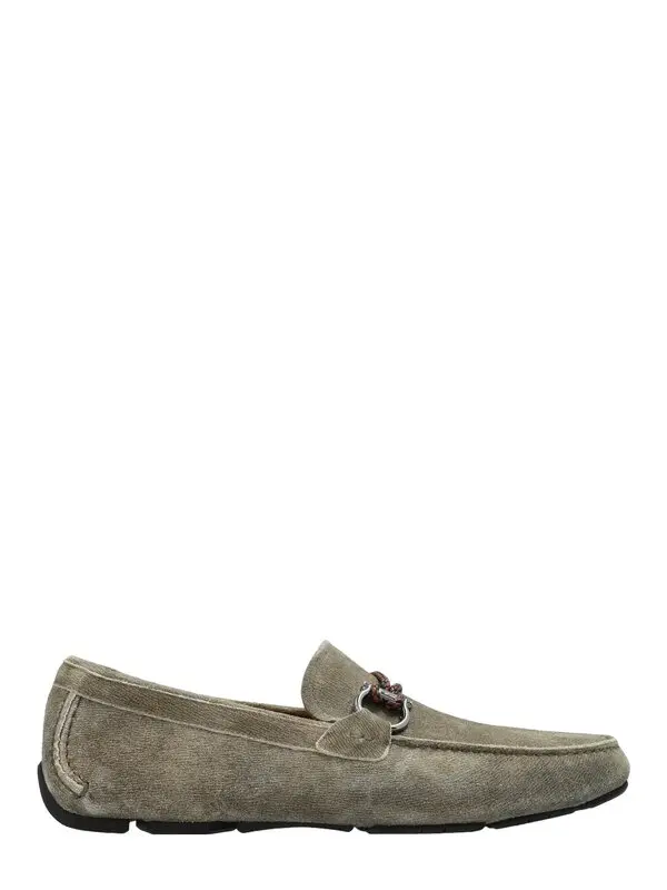 FERRAGAMO Front Suede Loafers - Grey