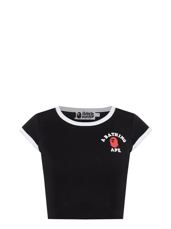 A BATHING APE Logo Cotton Jersey Knit Top - Black