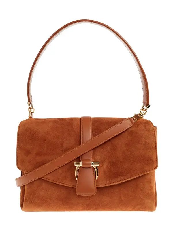 FERRAGAMO Suede Shoulder Bag - Brown