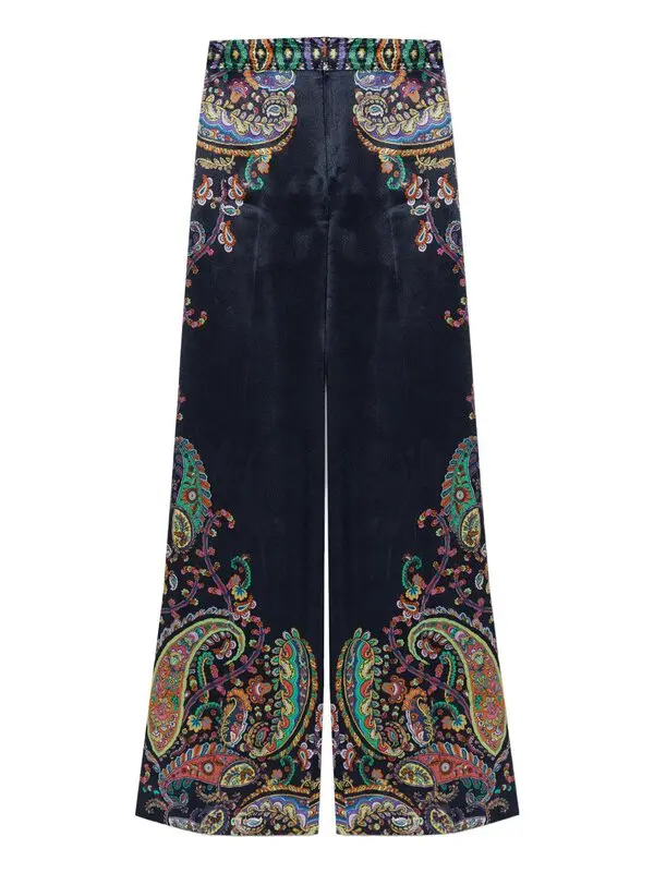 Etro Wide-leg Viscose Trousers - Navy Blue