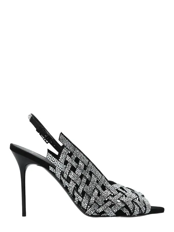Balmain Leather Heeled Sandals - Silver