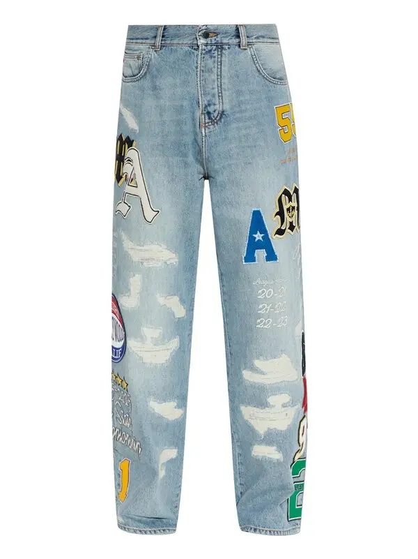 Amiri Jeans With Patches - Blue