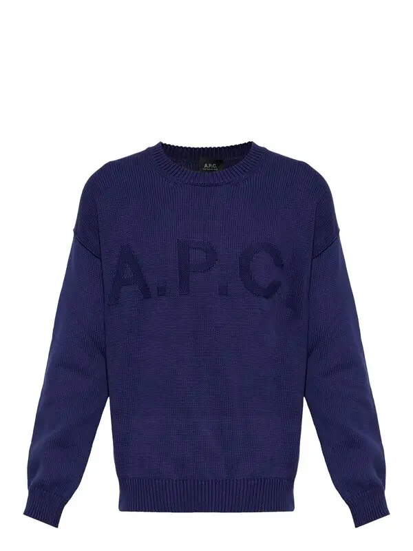 A.p.c. Cotton Sweater With Logo - Navy Blue
