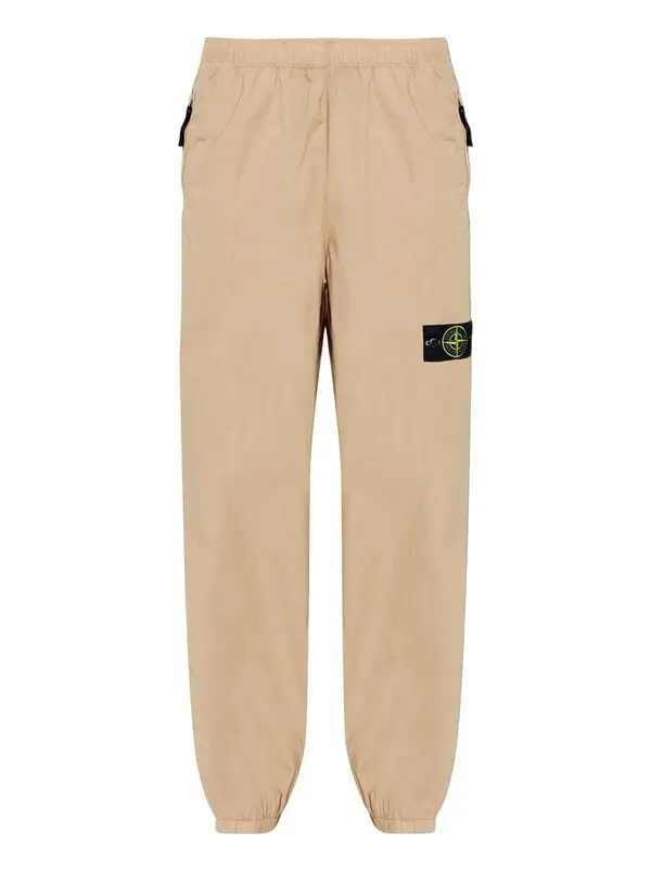 Stone Island Trousers With Logo Patch - Brown