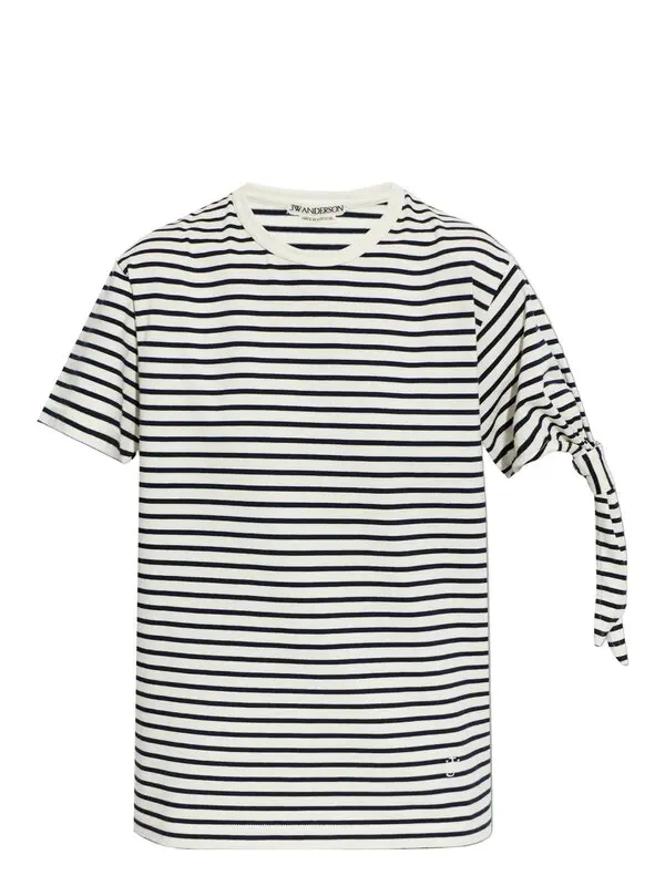 JW Anderson Striped T-shirt With Knot Detail - White