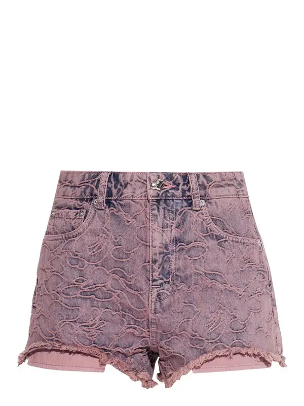 A BATHING APE Denim Shorts With Raw Hem - Pink