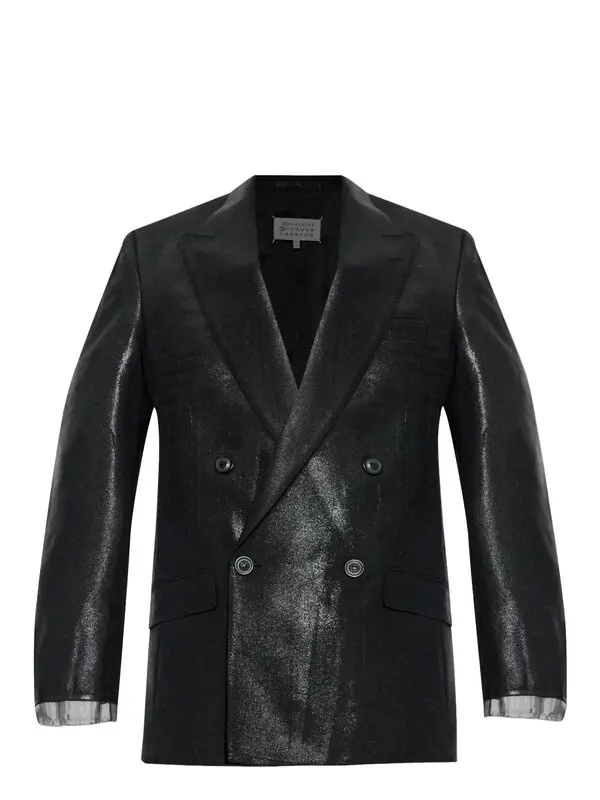 MAISON MARGIELA Double-breasted Blazer With A Shiny Finish - Black