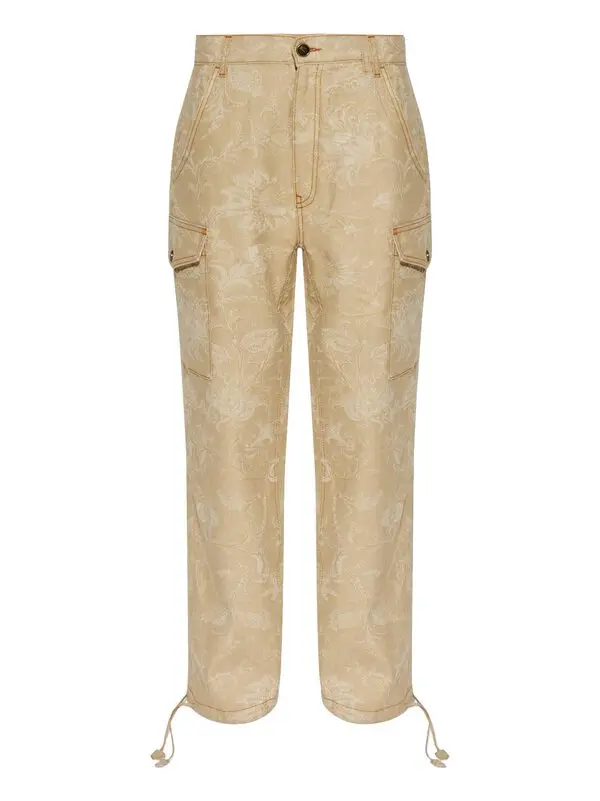 Etro Botanical Jacquard Cargo Jeans - Beige