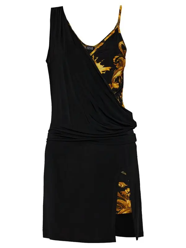Versace Strap Dress With Barocco Pattern - Black