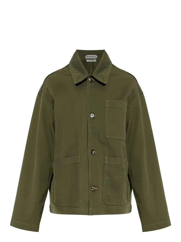JW Anderson Denim Jacket With Embroidered Logo - Green