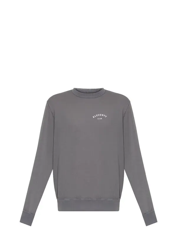 Eleventy Logo Print Sweatshirt - Grey
