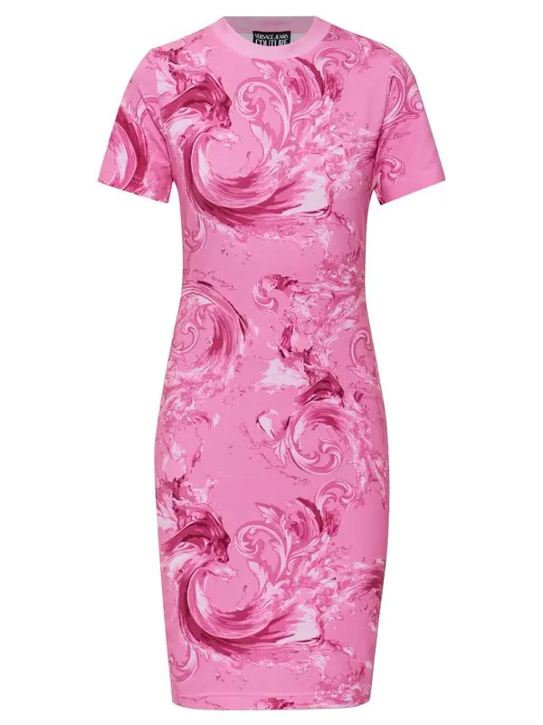 Versace Barocco Pattern Mini Dress - Pink