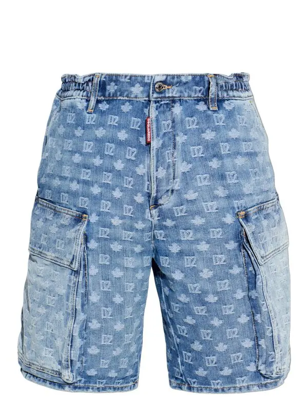 Dsquared2 Cargo Shorts With Monogram - Blue