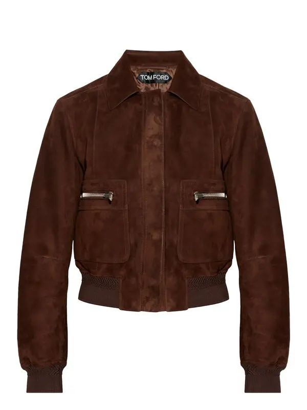 TOM FORD Suede Bomber Jacket - Brown