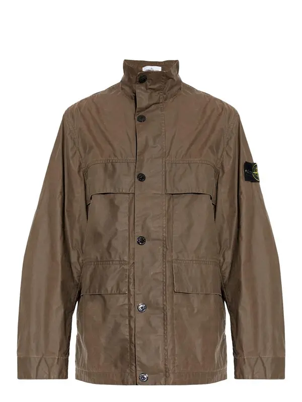 Stone Island Jacket With Logo Patch - Brown