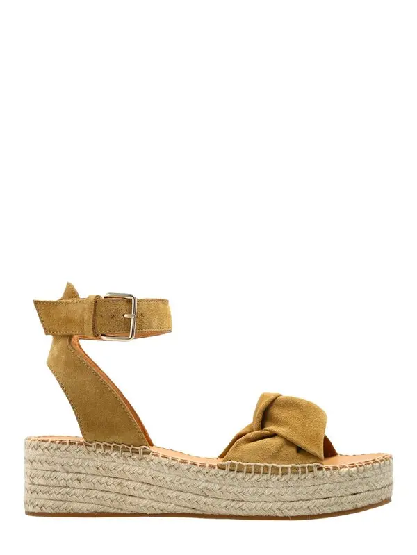 ODISSI Suede Platform Espadrille Sandals - Beige