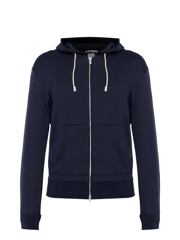 Eleventy Hooded Zip-up Sweatshirt - Navy Blue