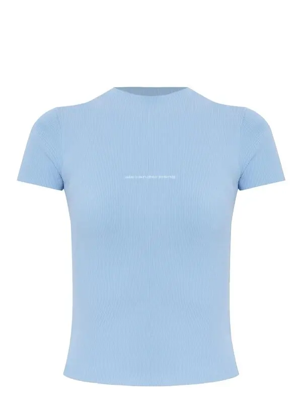 Alexander Wang Logo Ribbed Top - Light Blue