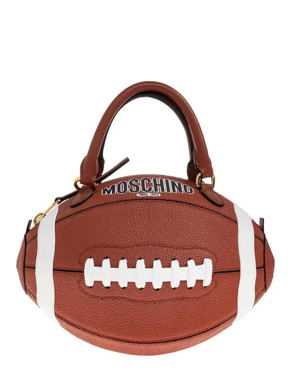Moschino Handbag With A Rugby Ball Motif - Brown