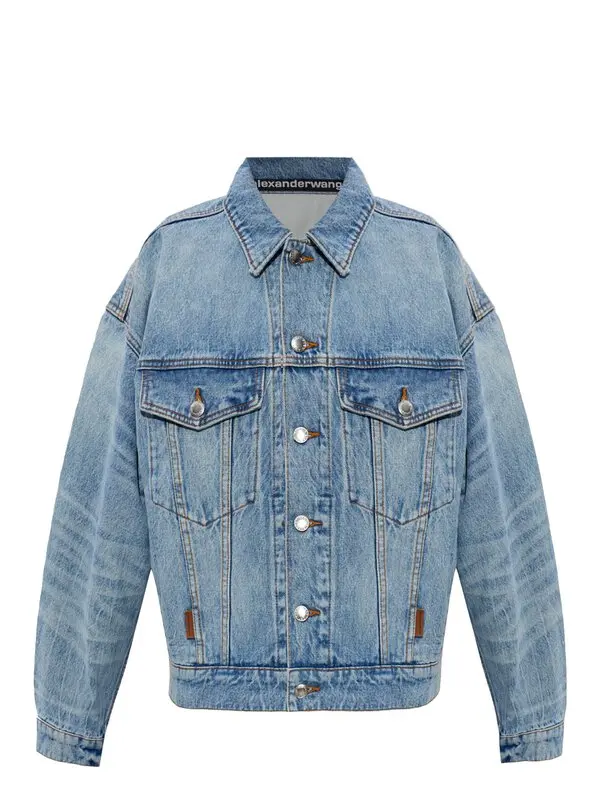Alexander Wang Denim Jacket With Distressed Detail - Blue