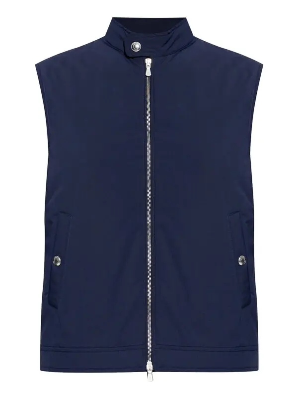 Eleventy Insulated Vest With Stand Collar - Navy Blue