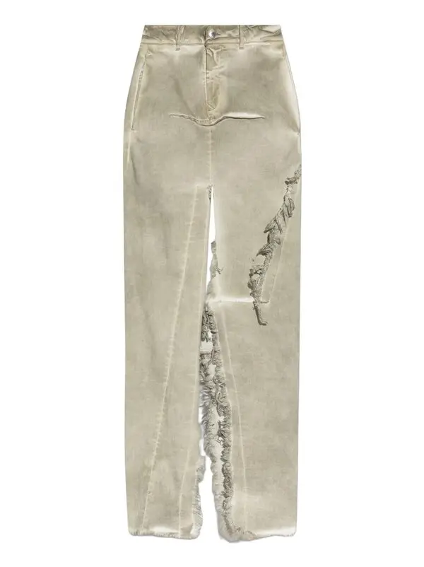Rick Owens Denim Skirt With Slit - Green