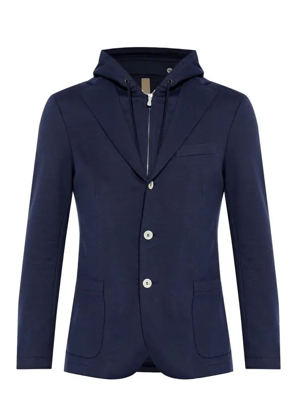 Eleventy Blazer With Detachable Hood - Navy Blue