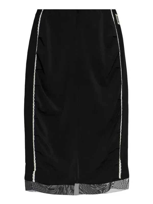 AVAVAV Midi Skirt With Slit And Openwork Trim - Black