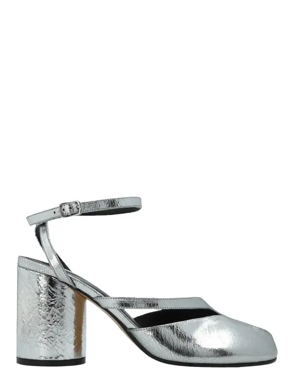 MAISON MARGIELA Leather Heeled Tabi Cut-out Shoes - Silver
