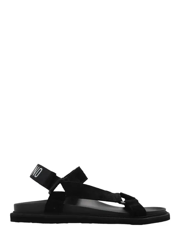 Moschino Suede Sandals With Logo - Black